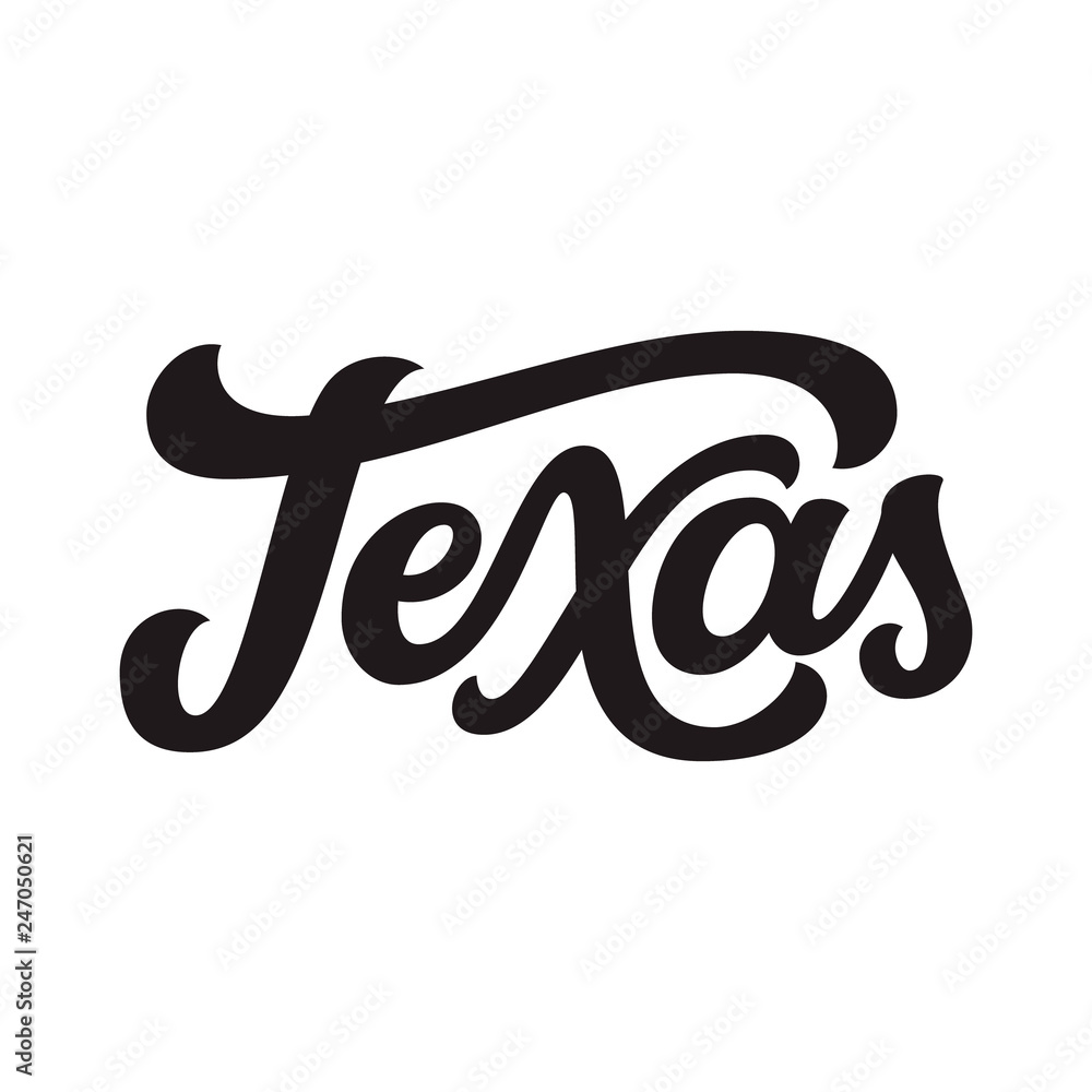 Texas. Hand drawn lettering text Stock Vector | Adobe Stock