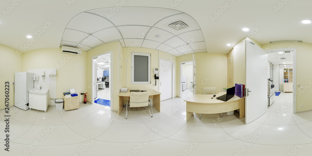 Panorama 360 of the laboratory Pre box. Clean room in the clinic, where ...
