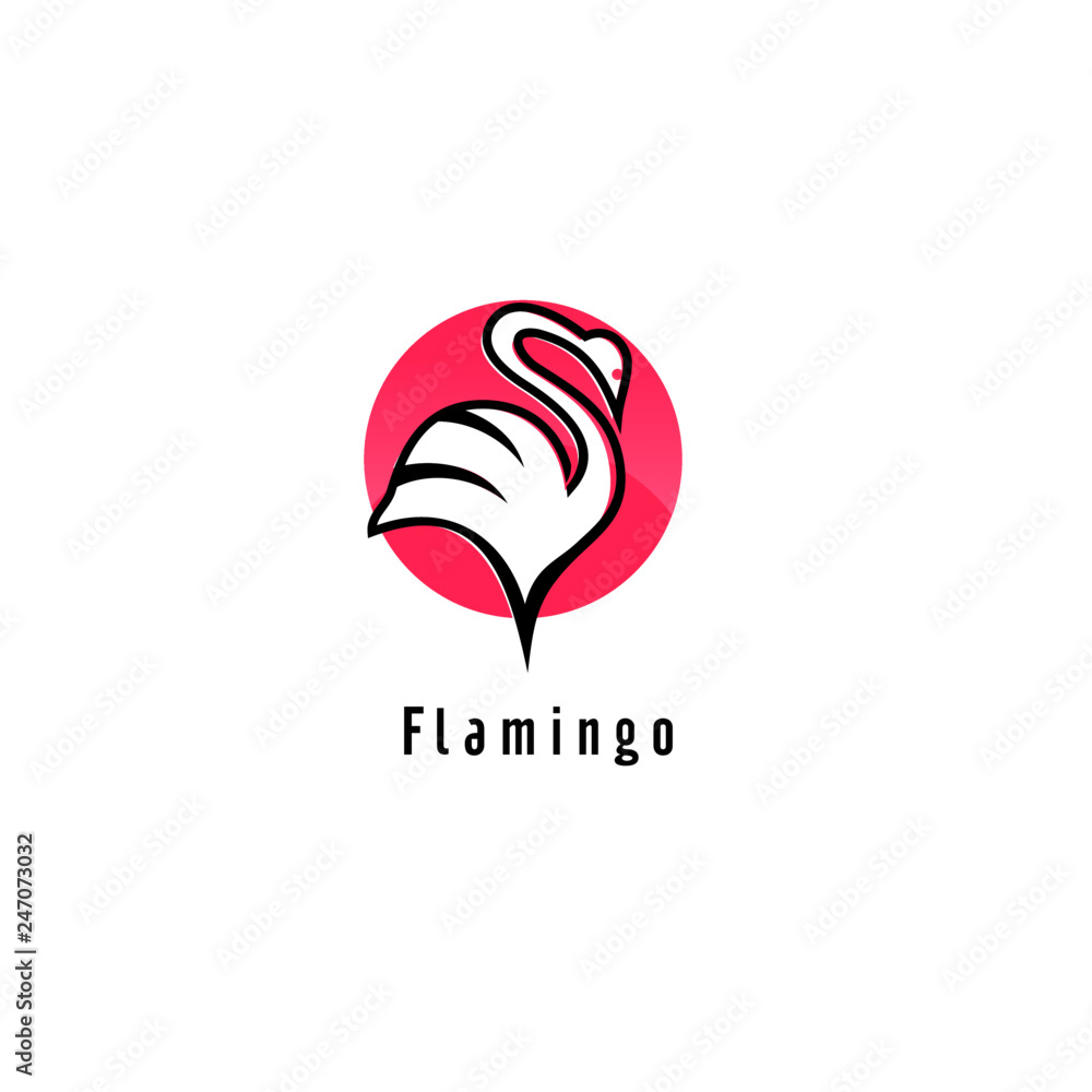 Flamingo logo design Vector Image Stock Vector | Adobe Stock