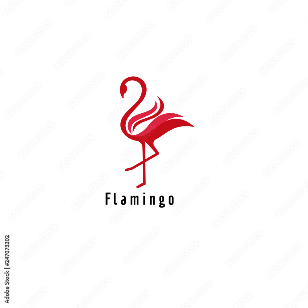 Flamingo logo design Vector Image Stock Vector | Adobe Stock