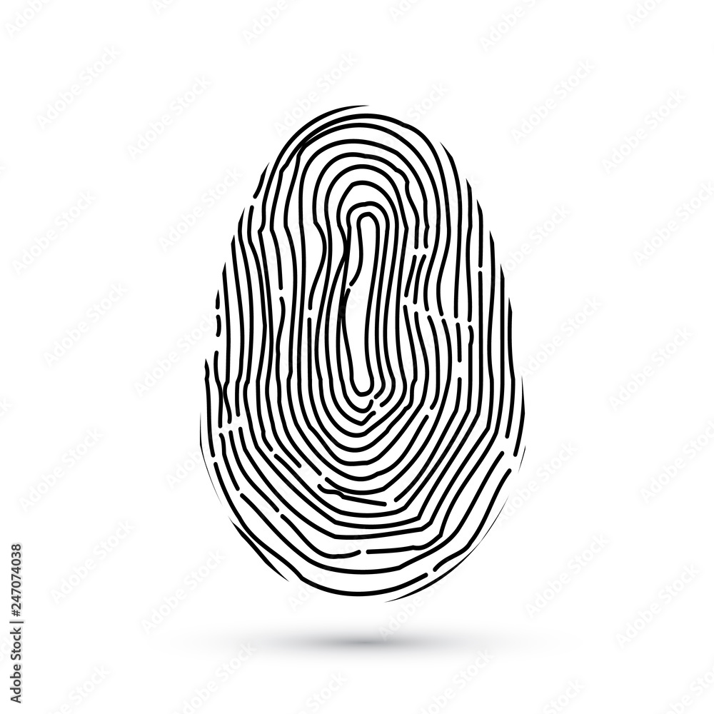 Fingerprint vector icons isolated on write with shadow. Biometric ...