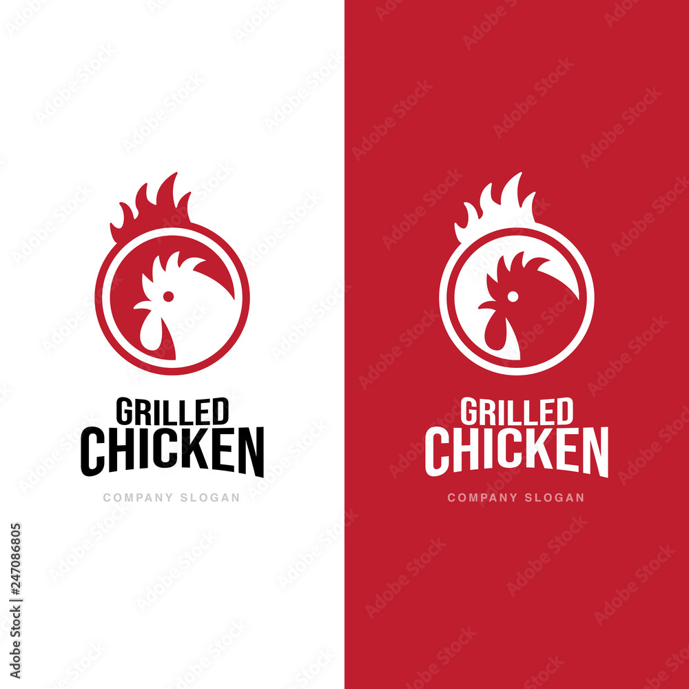 logo grilled chicken restaurant Stock Vector | Adobe Stock