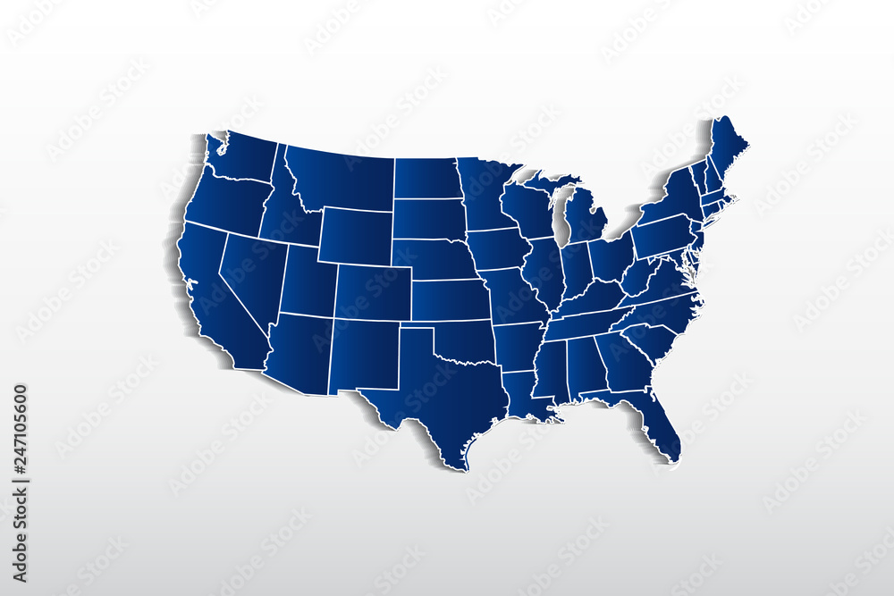 Vector USA map detailed states in blue logo icon image Stock ...