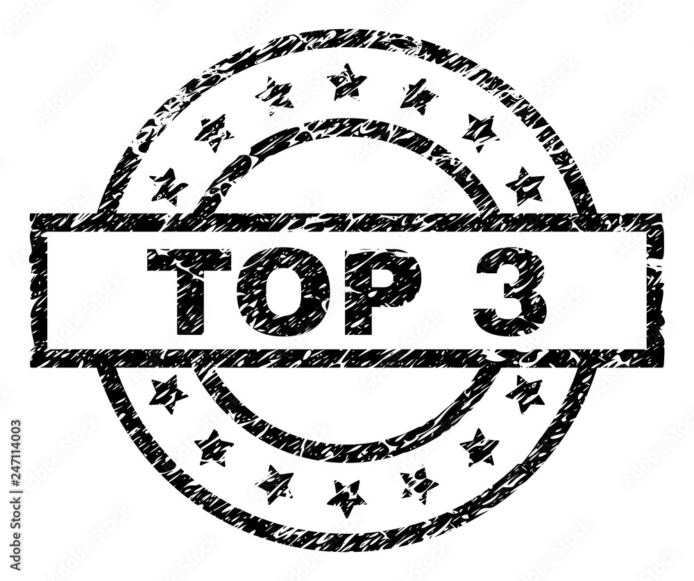 Vetor de TOP 3 stamp seal watermark with distress style. Designed with ...