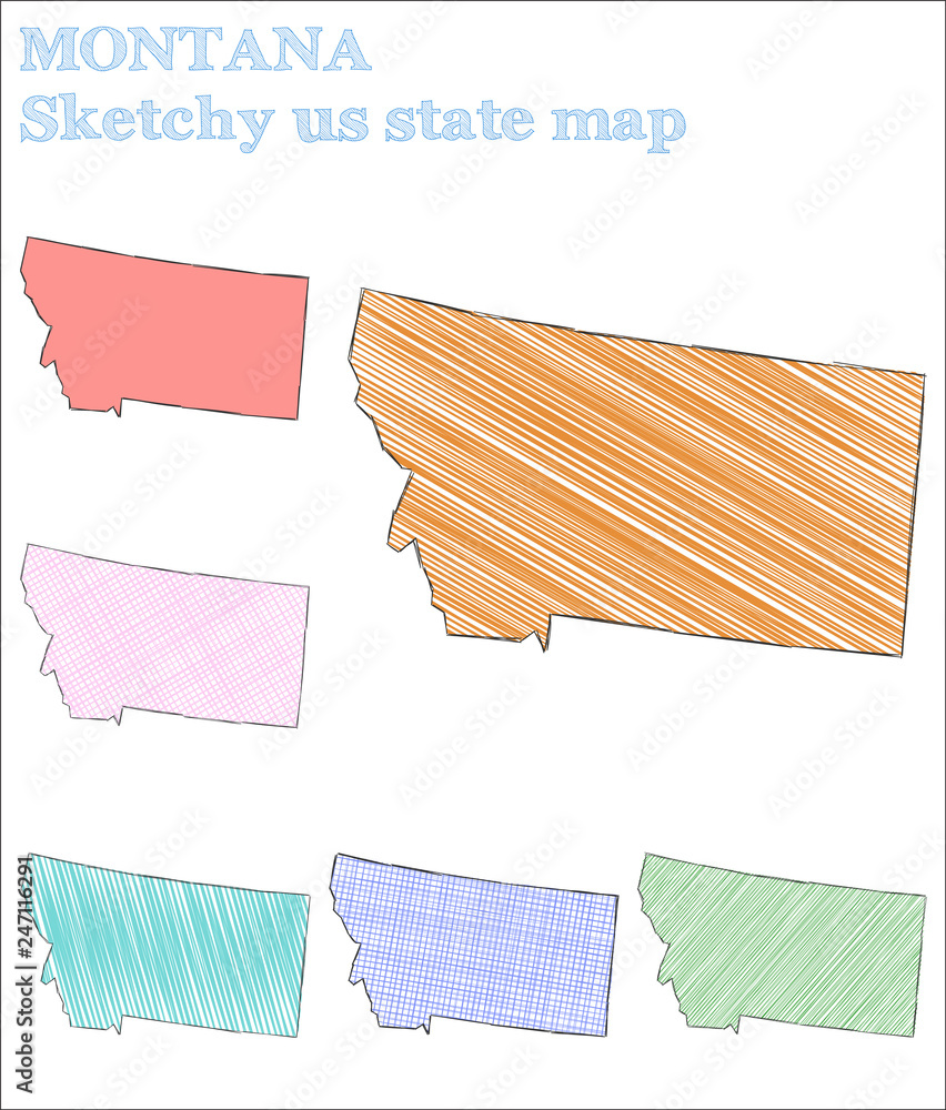 Montana sketchy us state. Ideal hand drawn us state. Optimal childish ...