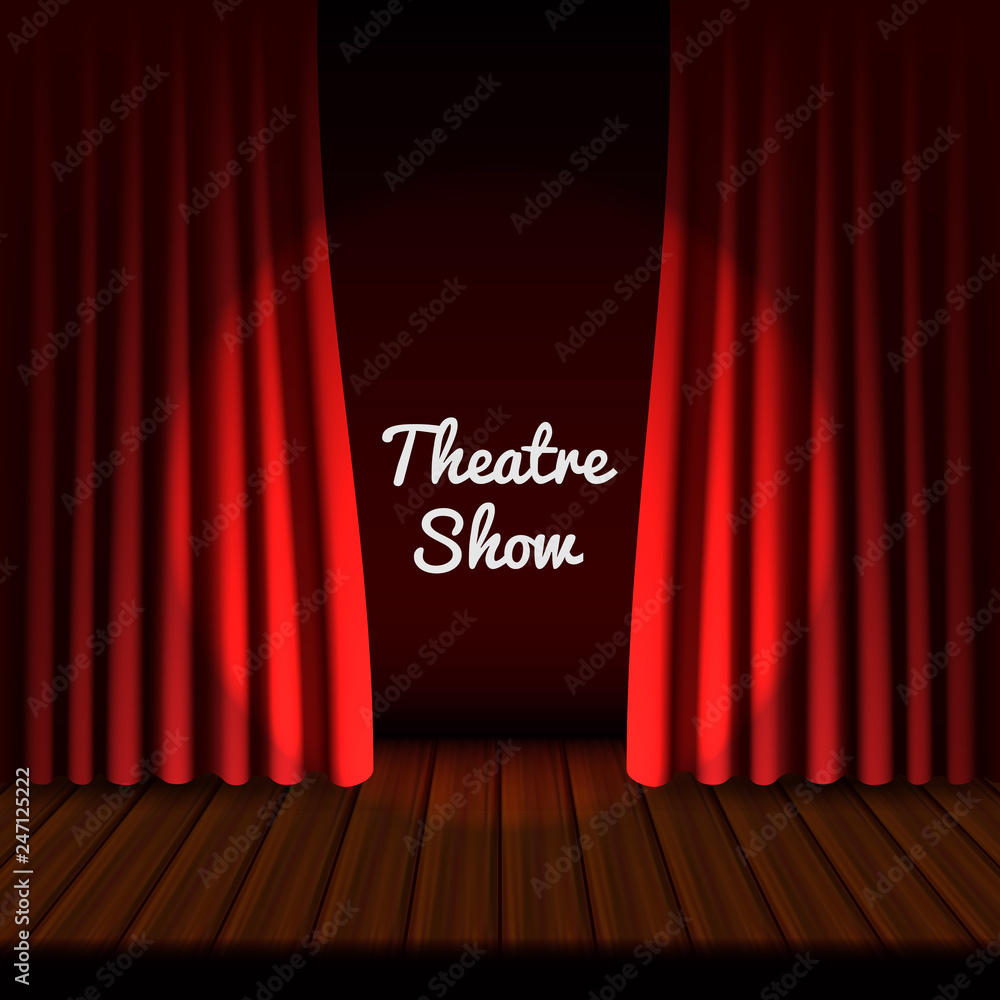 Theatrical stage banner. Realistic illustration of theatrical stage ...