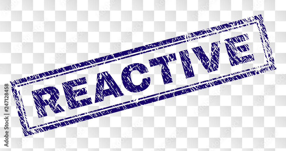 REACTIVE stamp seal print with grunge style and double framed rectangle ...