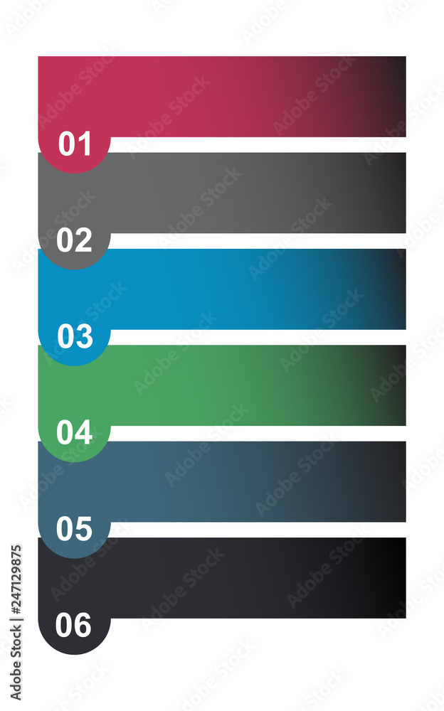 Colorful 6 step infographic diagram. Vector illustration on white ...
