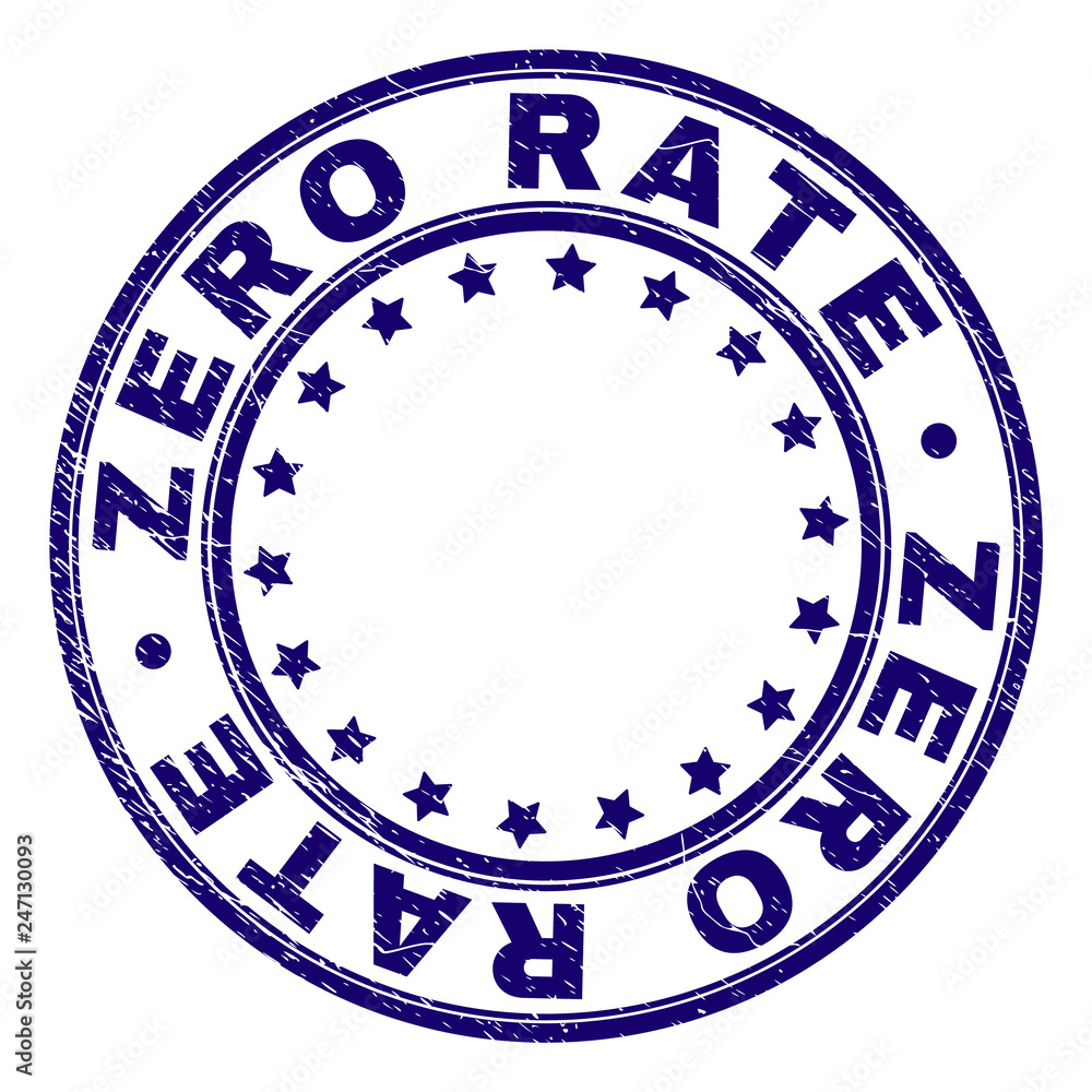ZERO RATE stamp seal watermark with grunge texture. Designed with round ...