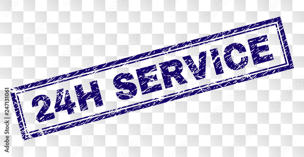 24H SERVICE stamp seal print with scratched style and double framed ...