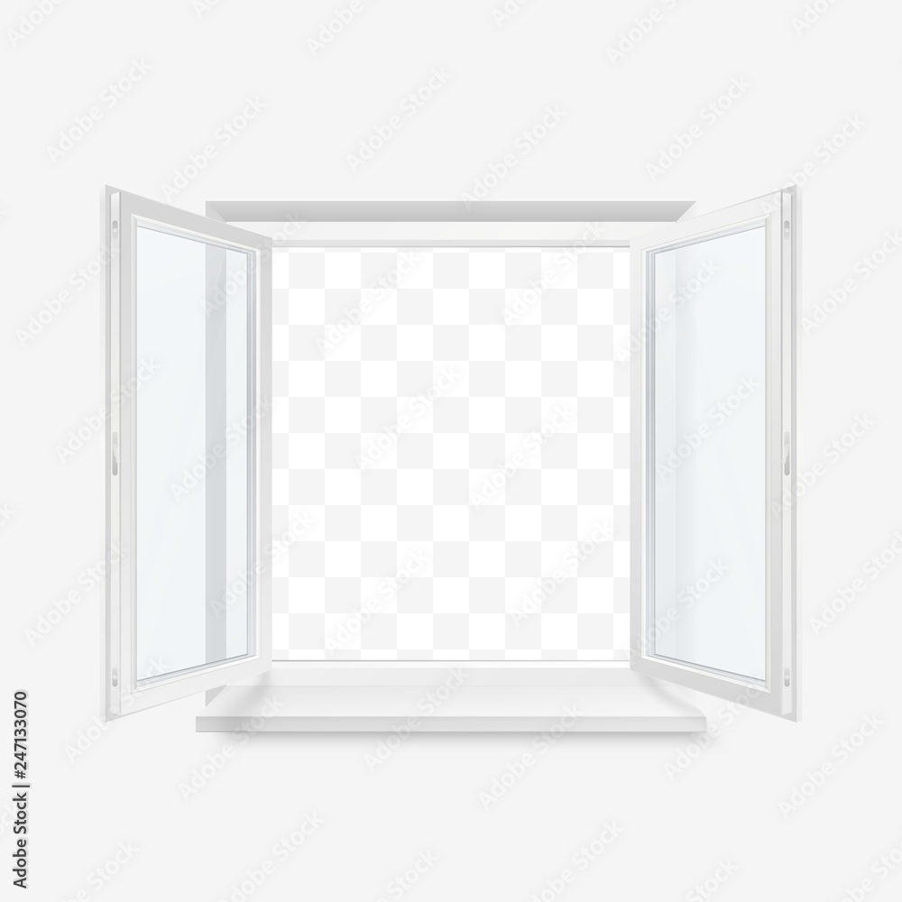 White Office Plastic Window. Window Front View. Vector Illustration ...