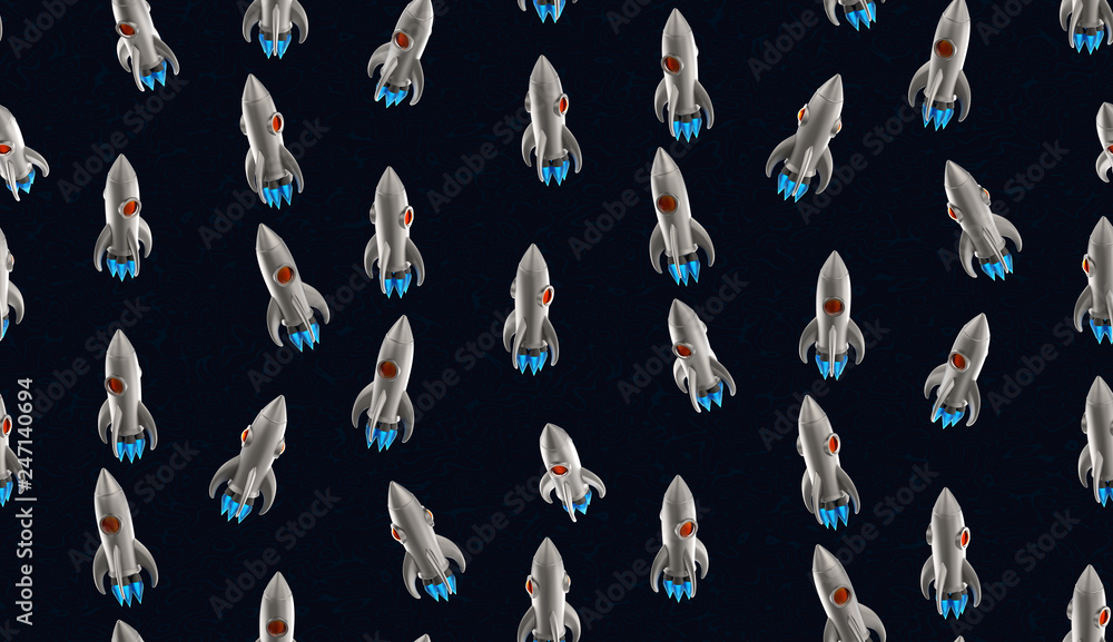 Seamless dark blue space shuttle texture with creative retro style ...