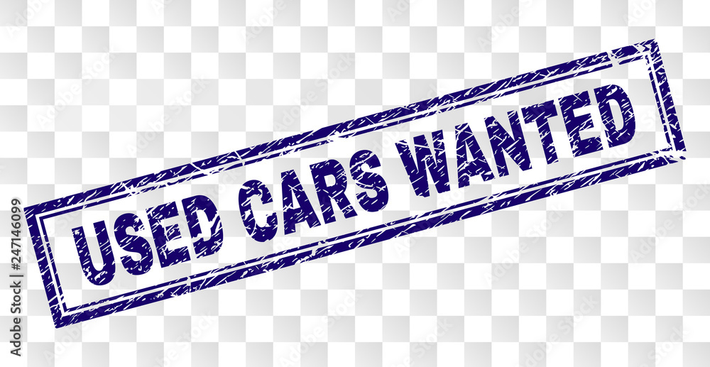 USED CARS WANTED stamp seal imprint with rubber print style and double ...