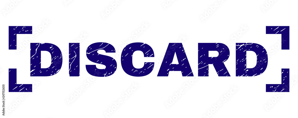 DISCARD label seal print with corroded texture. Text label is placed ...