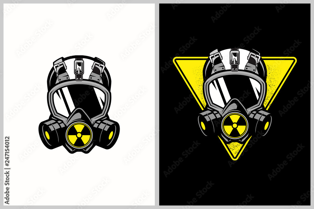 gas mask with nuclear symbol vector template Stock Vector | Adobe Stock