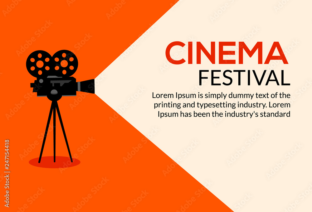 Cinema movie poster design. Vector film camera background retro ...