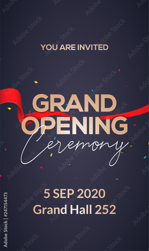 Grand Opening ceremony poster concept invitation. Grand opening event ...