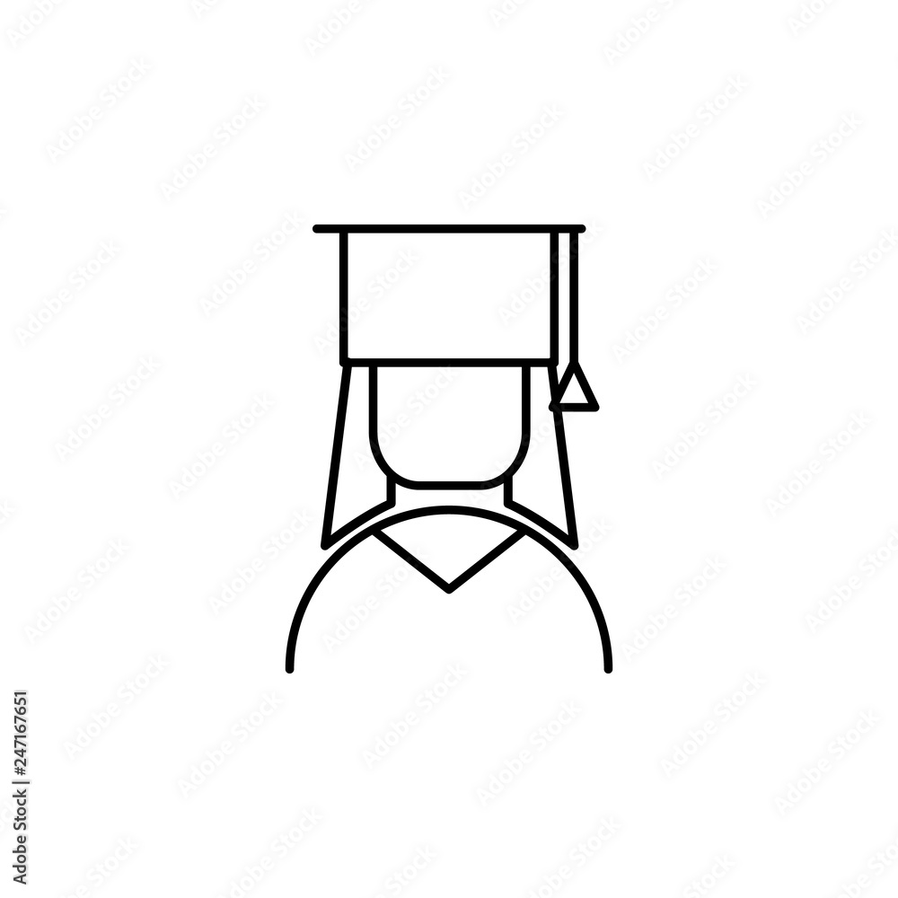graduate, woman icon. Element of education illustration. Signs and ...