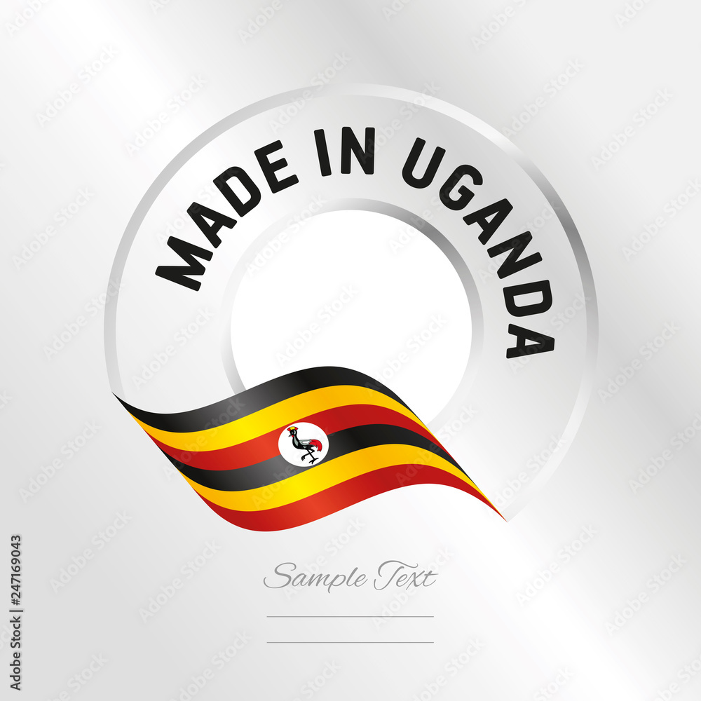 Made in Uganda transparent logo icon silver background stamp Stock ...