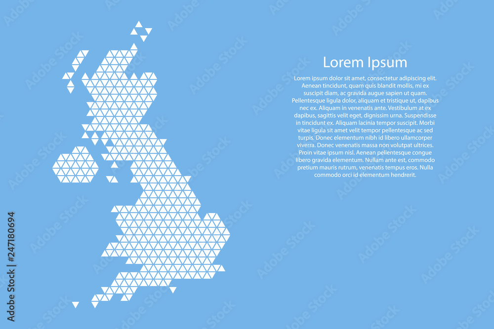 United Kingdom map abstract schematic from white triangles repeating ...