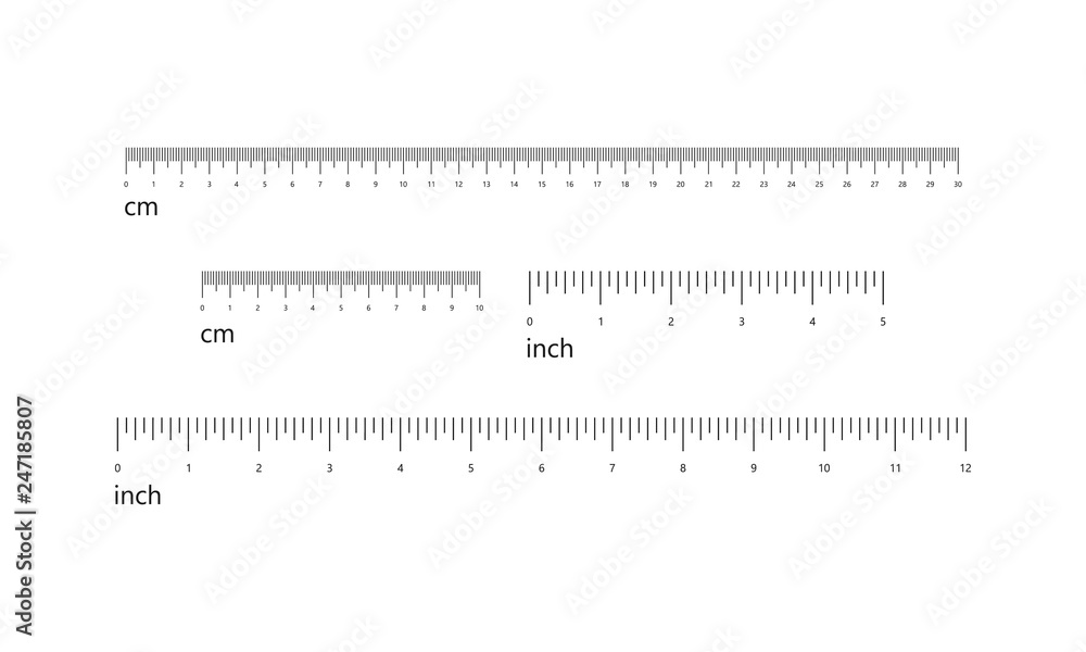 Rulers set, inches and centimeters. Measuring scale. Stock Vector ...