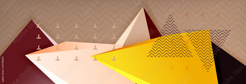3d triangular shapes geometric background. Origami style pattern with ...