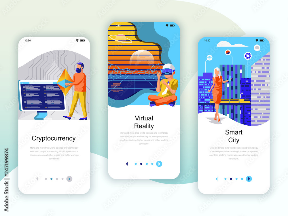 Set of onboarding screens user interface kit for Cryptocurrency, Smart ...