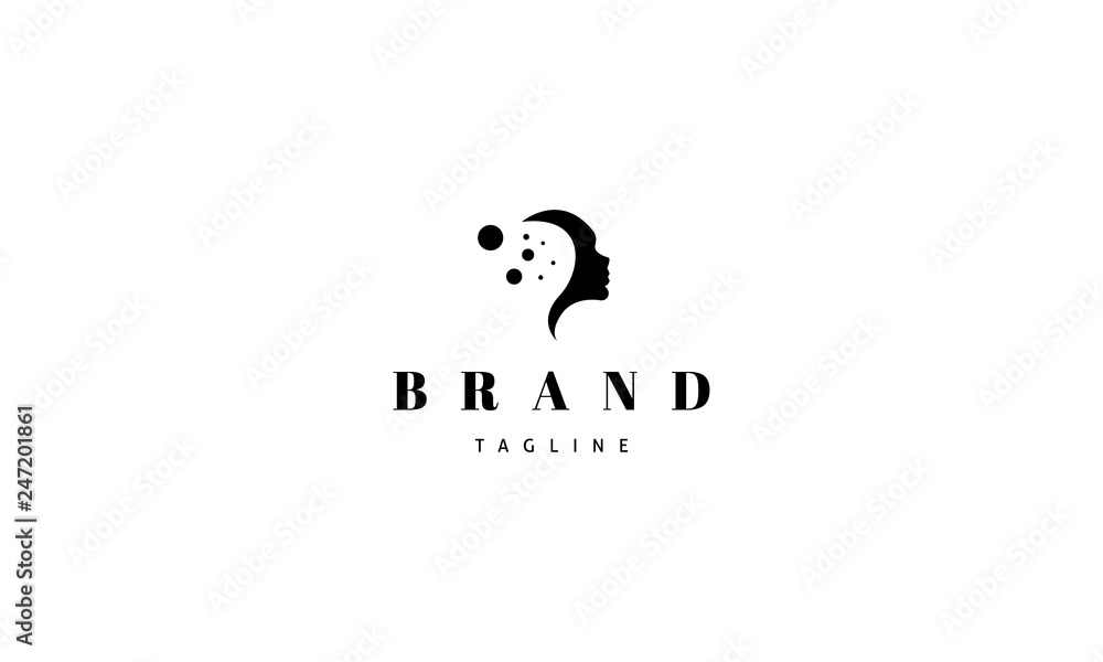 Girl Face Mind Vector logo Stock Vector | Adobe Stock