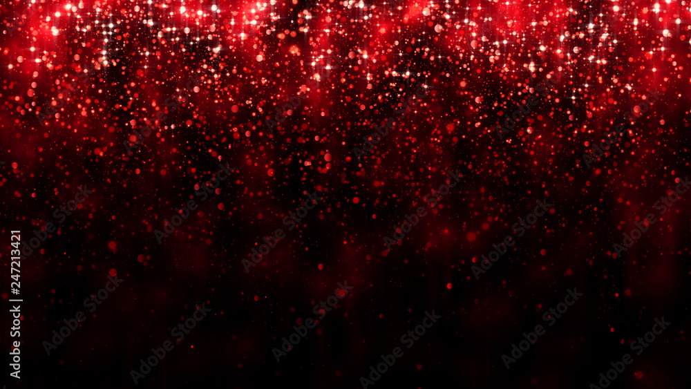 Red background with falling glitter particles. Beautiful festive ...