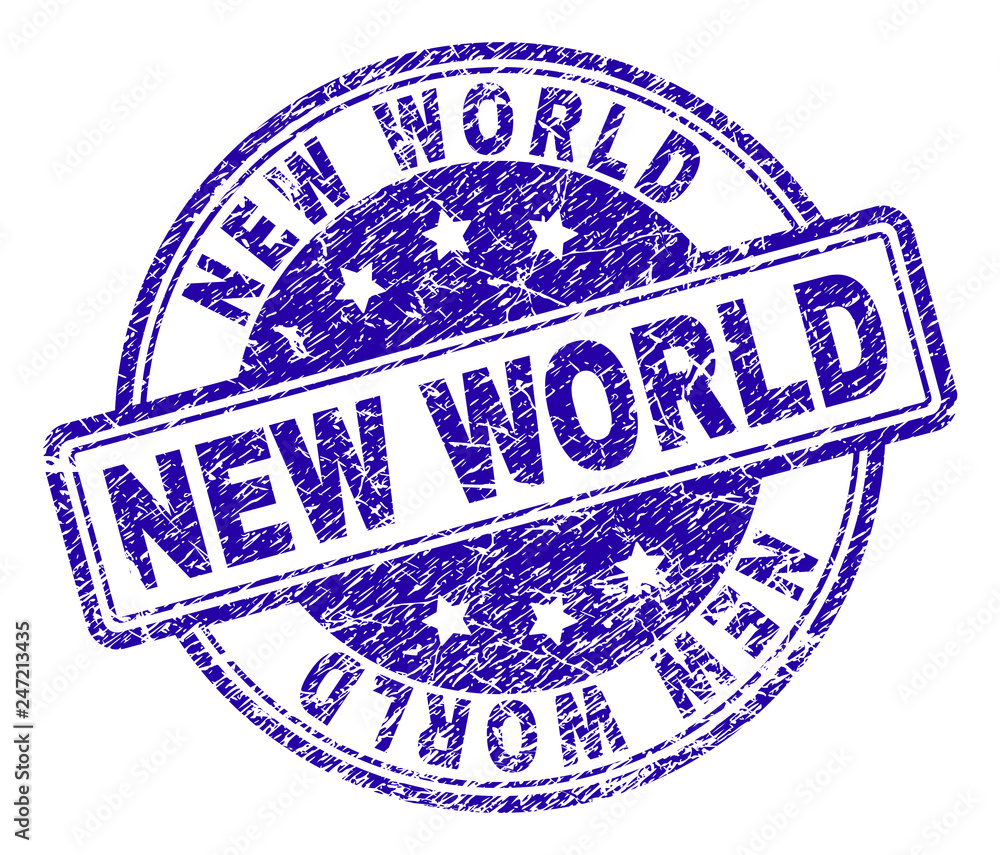 NEW WORLD stamp seal imprint with distress texture. Designed with ...
