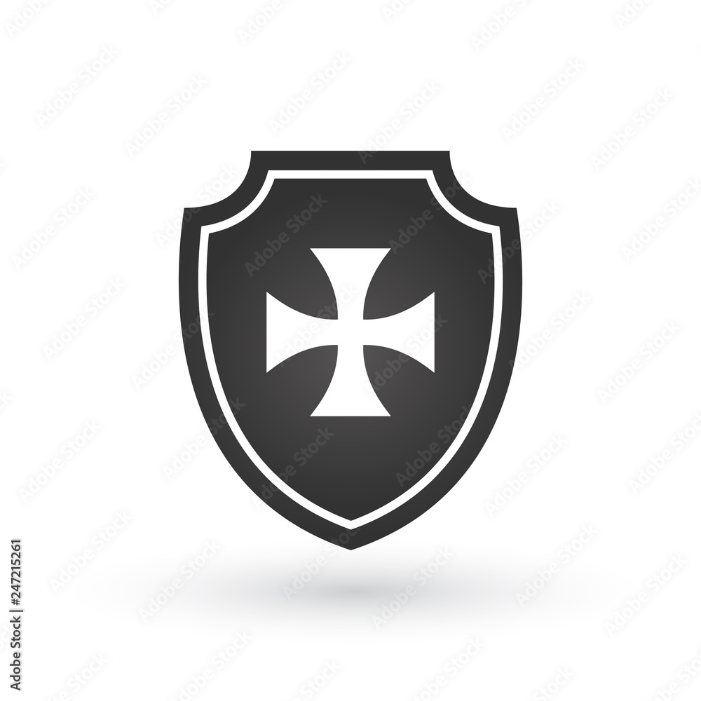 Shield of Templar Knights. Cross of the Templars. Isolated on white ...