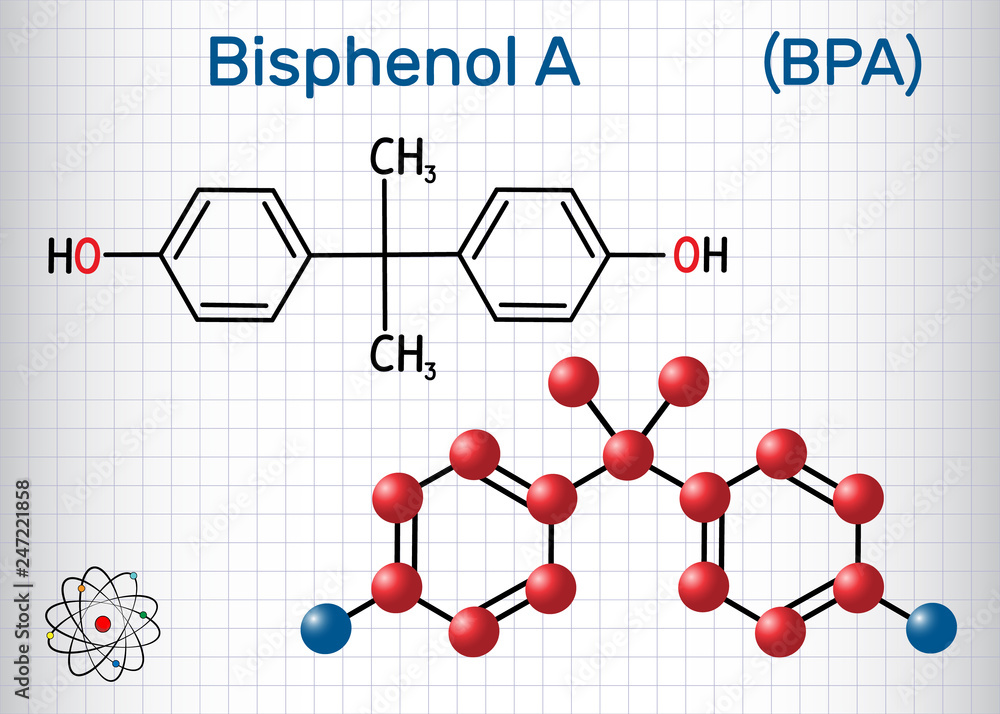 Bisphenol A (BPA) molecule. Sheet of paper in a cage. Structural ... Bisphenol A (BPA) molecule. Sheet of paper in a cage. Structural ...