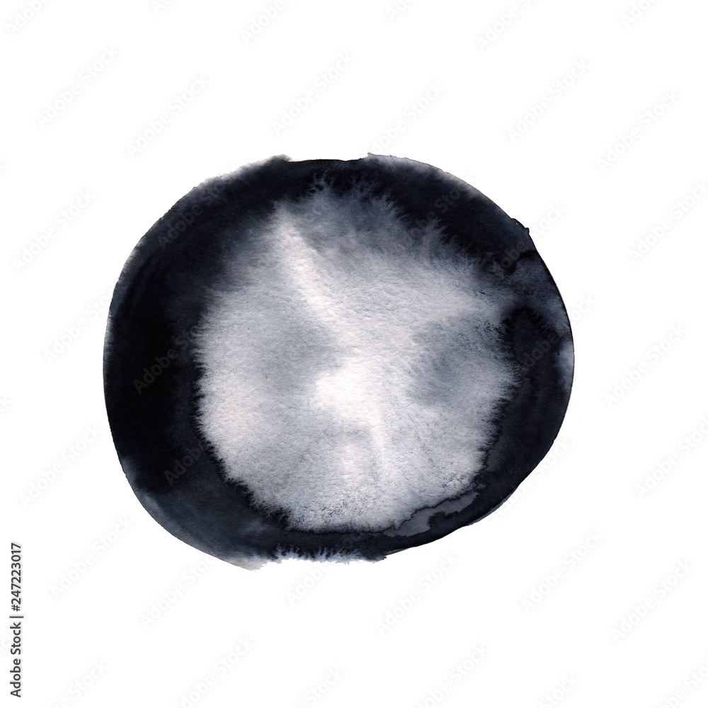 Beautiful watercolor ink drops on white paper, paint bleed Bloom, with ...