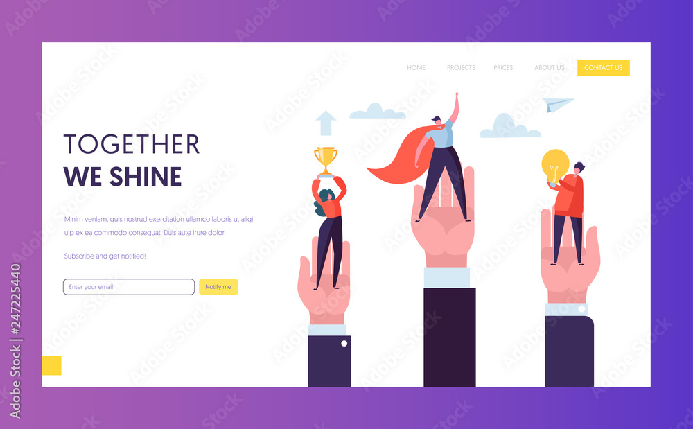 Business Leader Win Challenge Prize Landing Page. Businessman Team ...