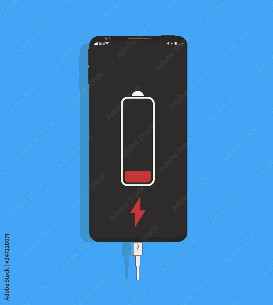 Smartphone, Mobile phones in realistic style with Energy Battery ...