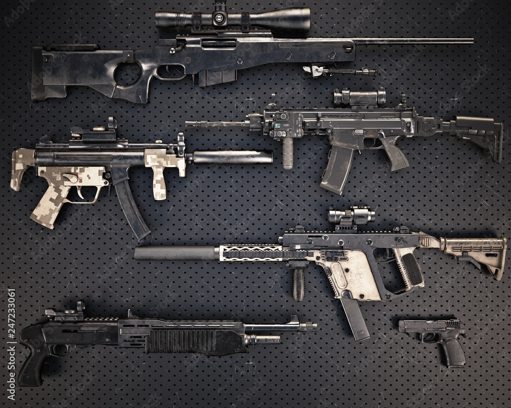 Weapons stash collection of assorted lethal firearms consisting of ...