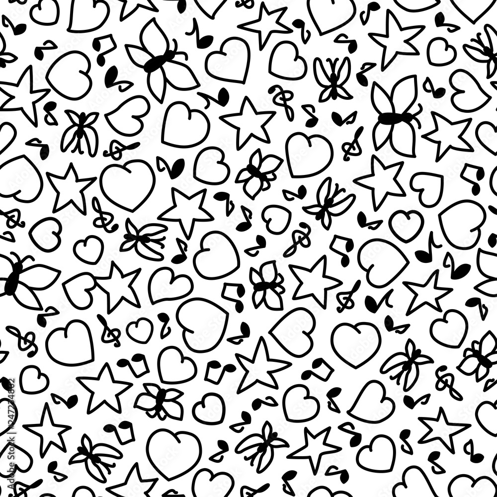 Stars And Hearts Coloring Pages