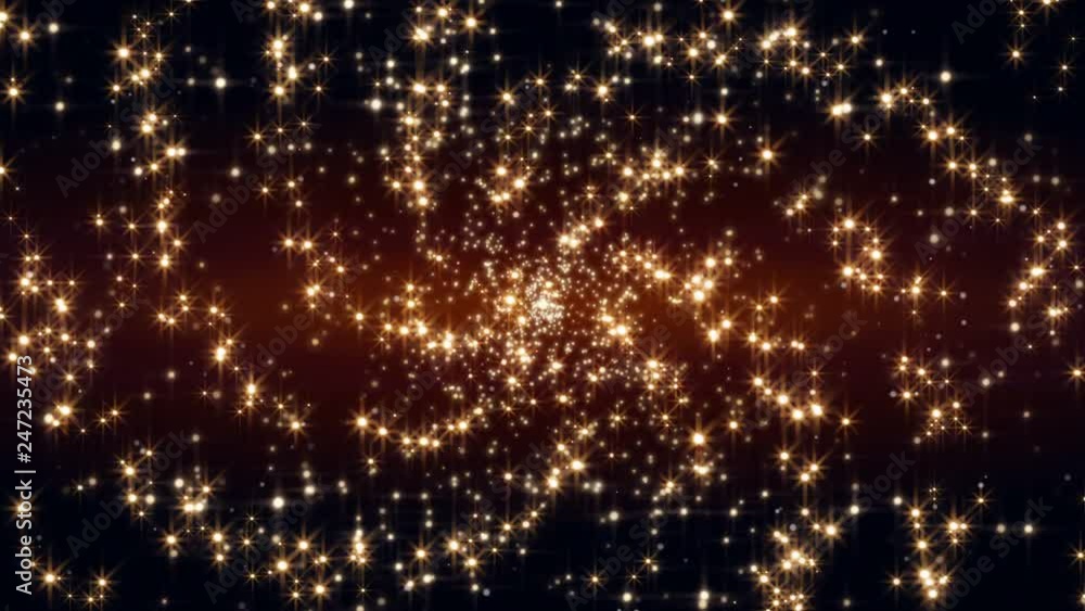 4K Abstract motion background animation shining particles sparks and magic dust forming in space ...