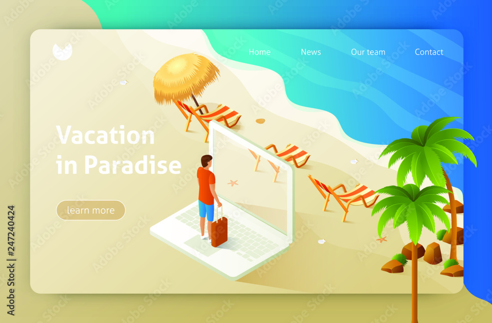 Travel, great design for any purposes. Tropical beach, lounge chair ...