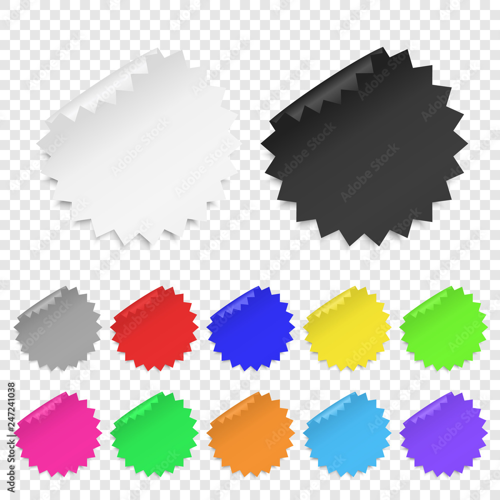 Vector Realistic 3d Circle Adhesive Colored Blank Paper Sticker Icon ...