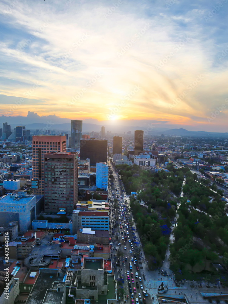 Mexico City, Mexico-10 December, 2018: Panoramic view of Mexico City ...