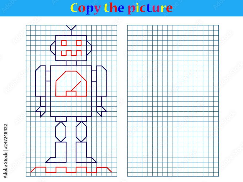 Copy the graphic picture. Worksheet for kids. Vector illustration Stock ...