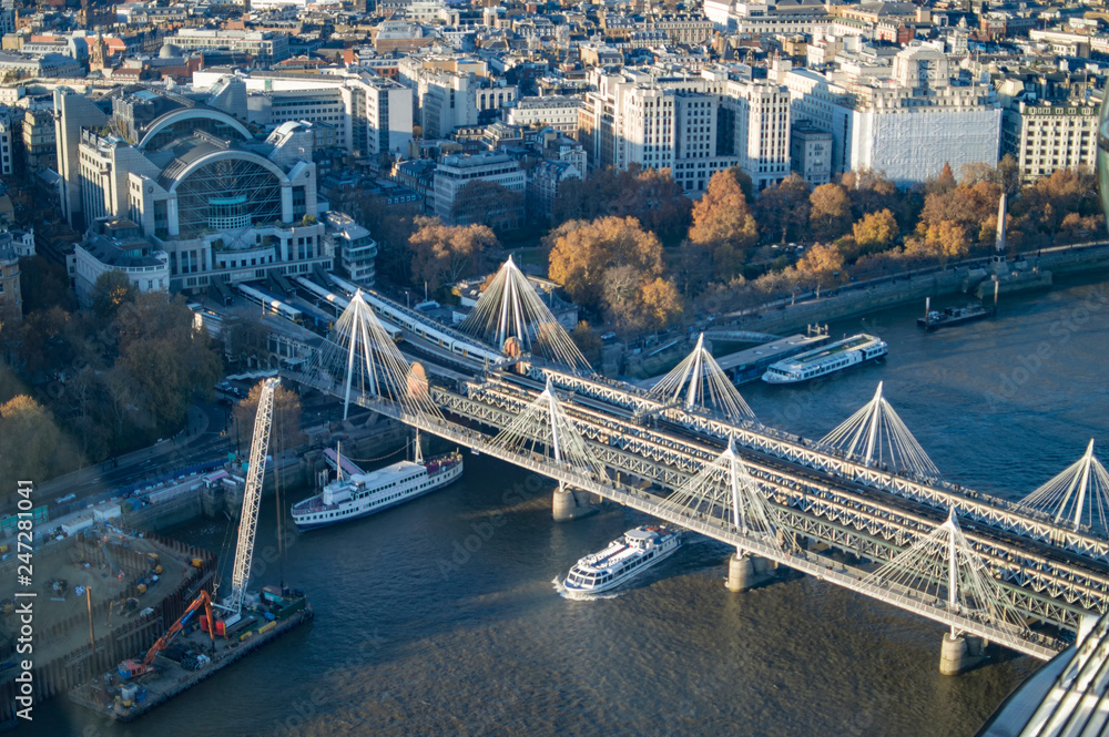 The embankment station visible from sky and its hungerford bridge Stock ...