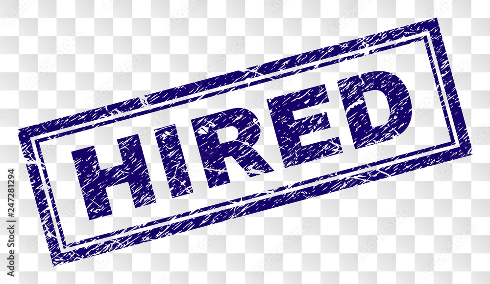 HIRED stamp seal print with rubber print style and double framed ...