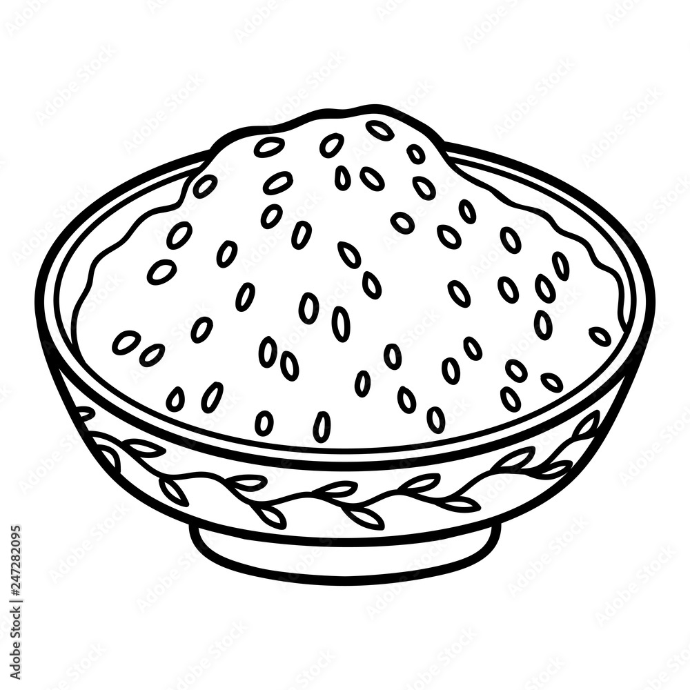 Coloring book, Steamed rice bowl Stock Vector | Adobe Stock