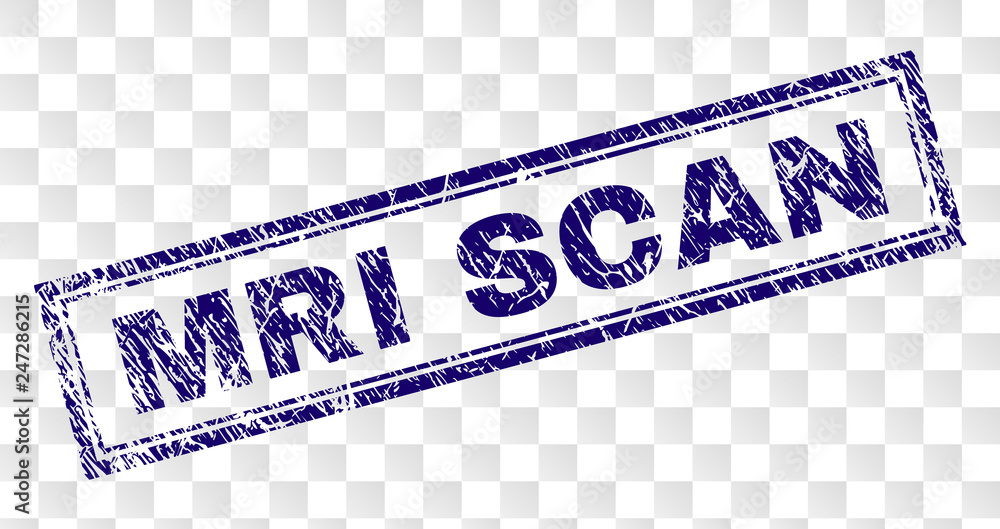 MRI SCAN stamp seal print with grainy style and double framed rectangle ...