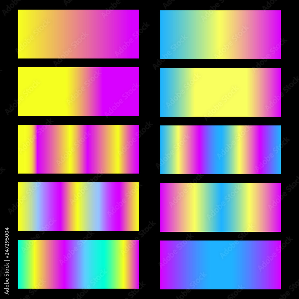 Multicolor rainbow gradient. Collection of colorful gradients with ...