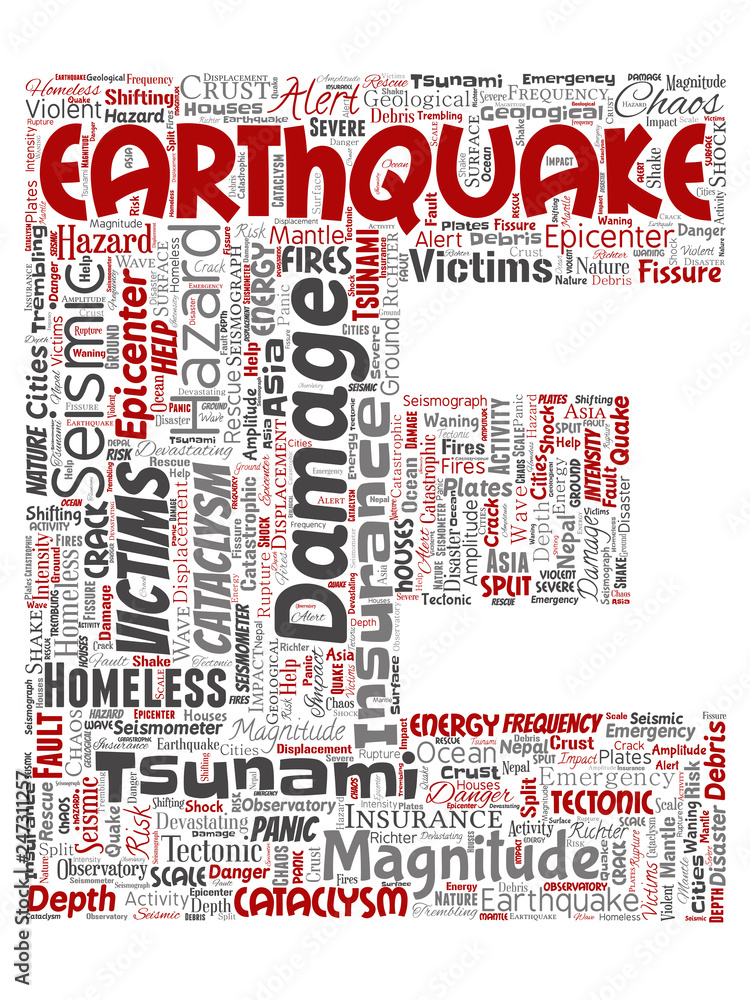 Obraz Vector conceptual earthquake activity letter font E red word ...