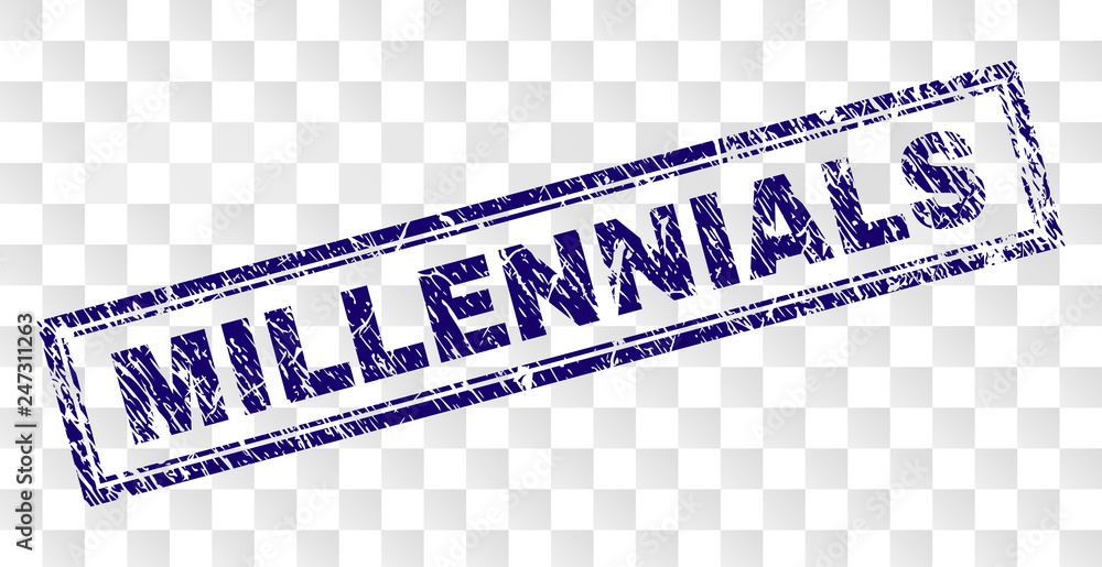MILLENNIALS stamp seal watermark with rubber print style and double ...