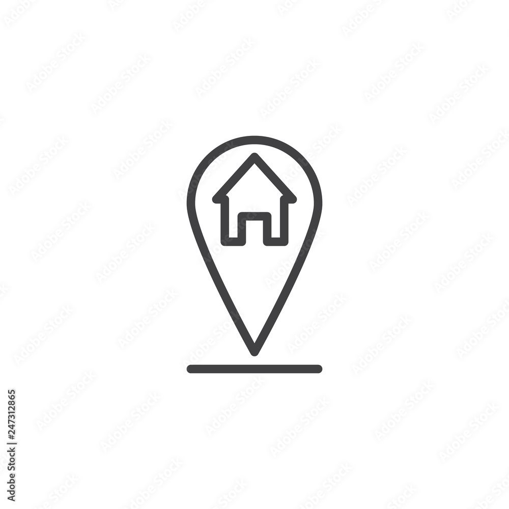 Home location pin line icon. linear style sign for mobile concept and ...